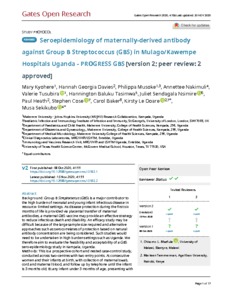 Seroepidemiology of maternally-derived antibody against Group B Streptococcus (GBS) in Mulago ...